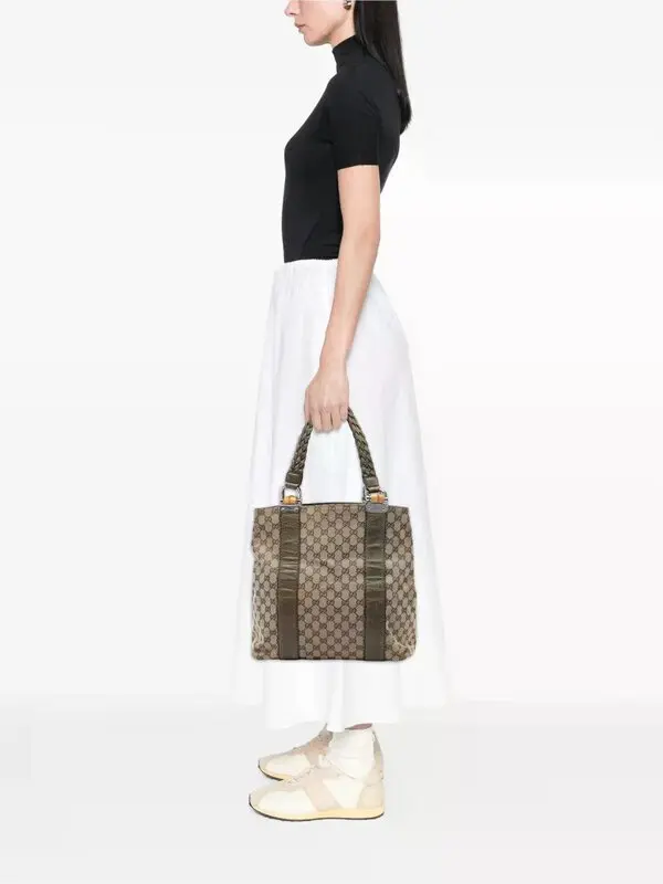 Gucci Large Gg Canvas Bamboo Libeccio Tote