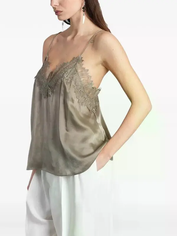 IRO PARIS Lace-trim Silk Top