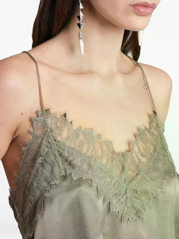 IRO PARIS Lace-trim Silk Top