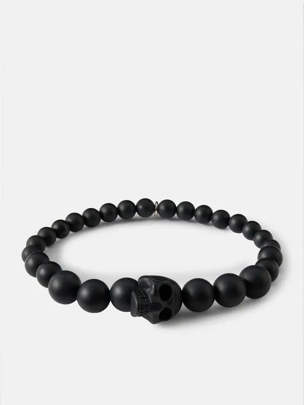 Alexander McQueen Skull Beaded Bracelet - Black