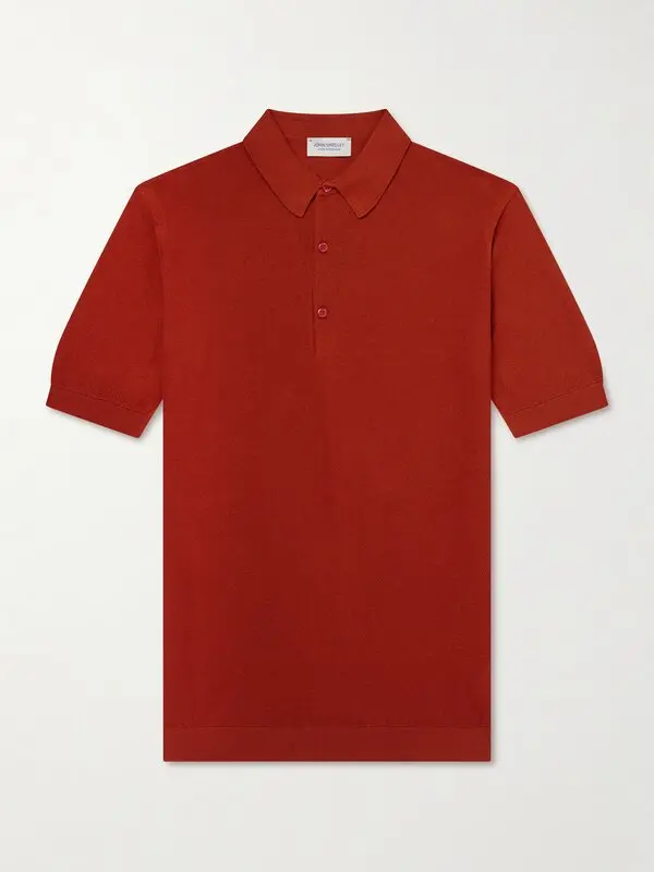 John Smedley Roth Sea Island Cotton Polo Shirt - Red