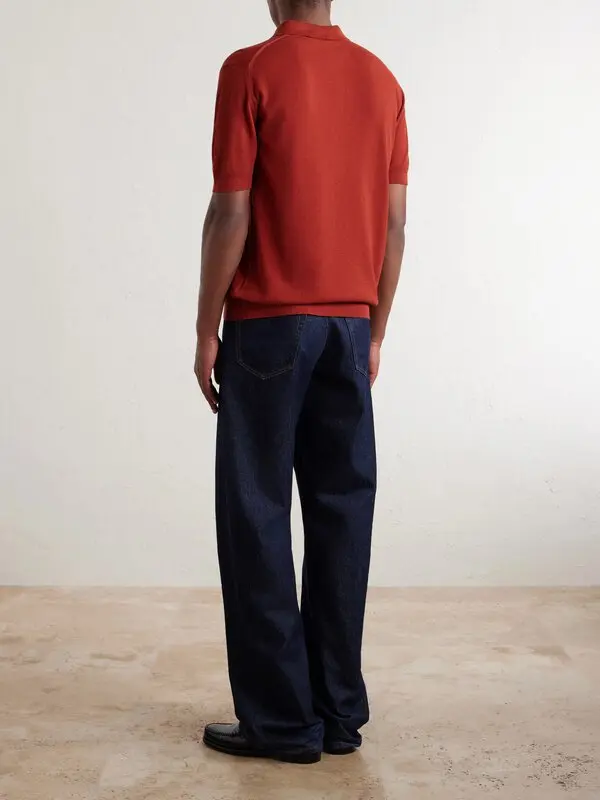 John Smedley Roth Sea Island Cotton Polo Shirt - Red