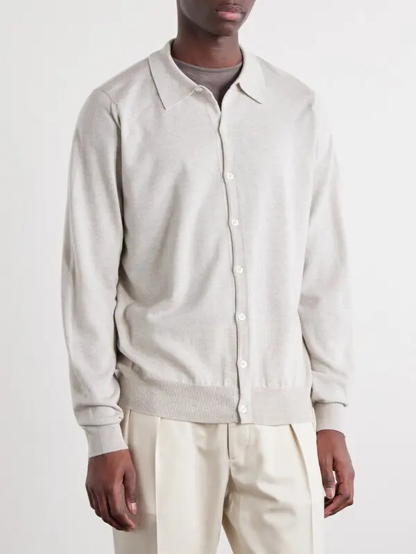 John Smedley Tibor Merino Wool Cardigan - Gray