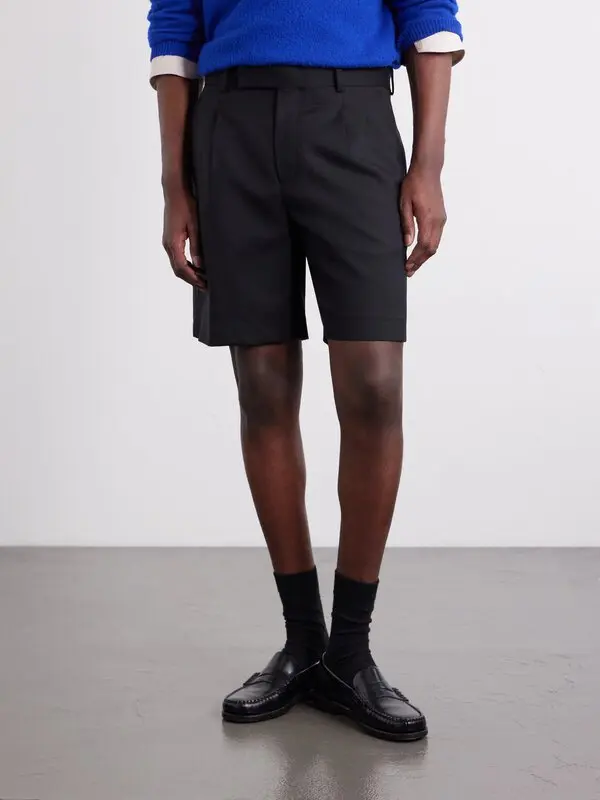 Mr P. Wide-leg Pleated Wool Shorts
