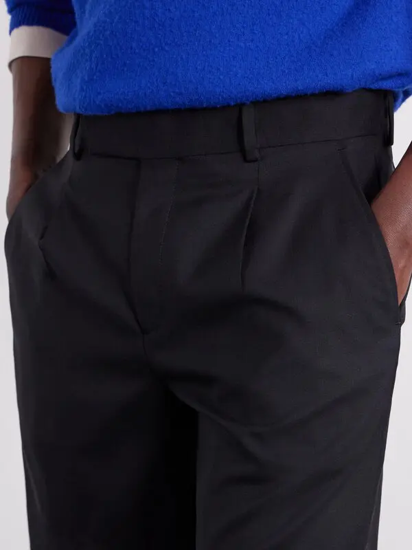 Mr P. Wide-leg Pleated Wool Shorts