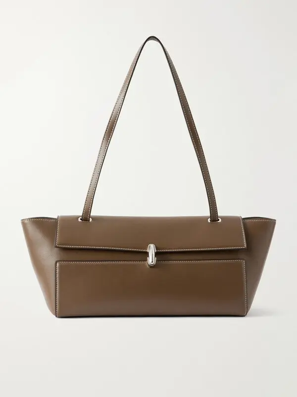 Savette Symmetry Trapeze Leather Shoulder Bag - Green