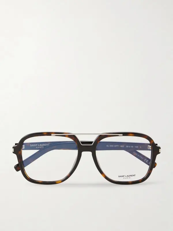 Saint Laurent Sl 545 Square-frame Acetate Glasses - Tortoiseshell