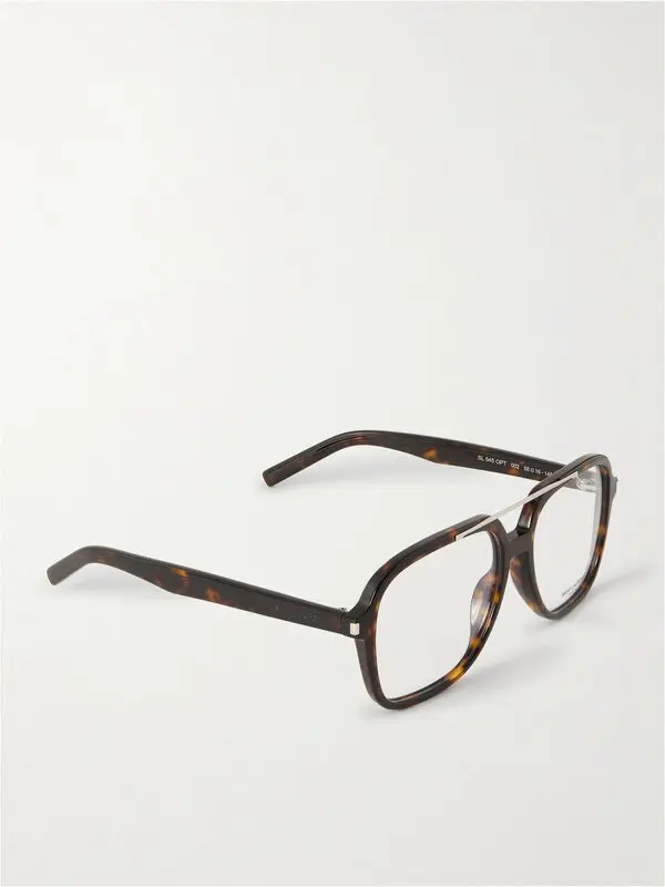 Saint Laurent Sl 545 Square-frame Acetate Glasses - Tortoiseshell