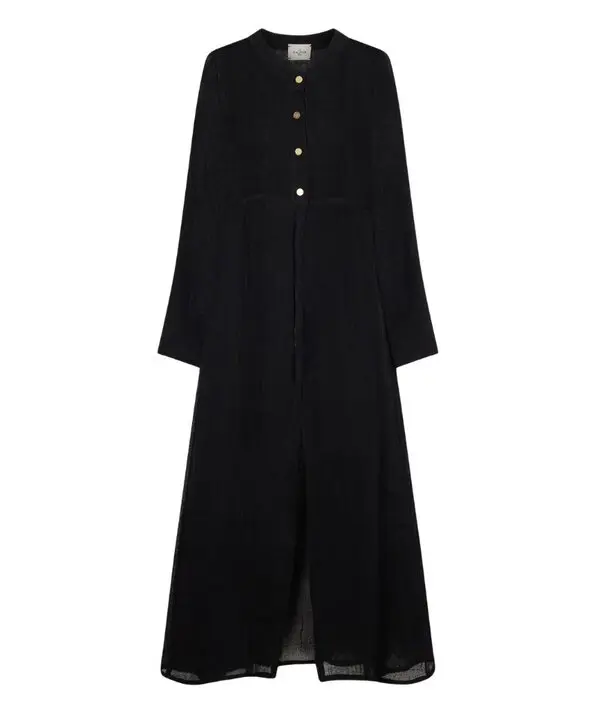 Le Kasha Bibag Linen Maxi Dress - Black
