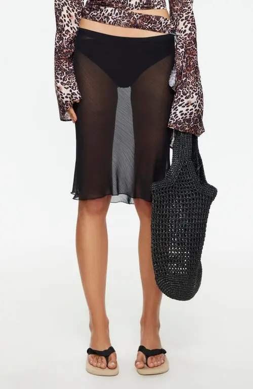 Lioness Shoreline Sheer Cover-up Skirt - Noir