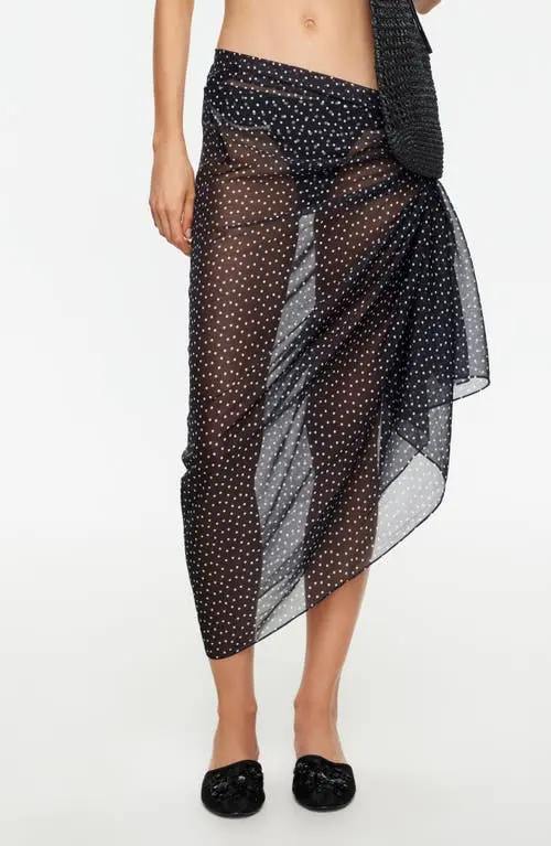 Lioness Sheer Cover-up Wrap Skirt - Noir Polka