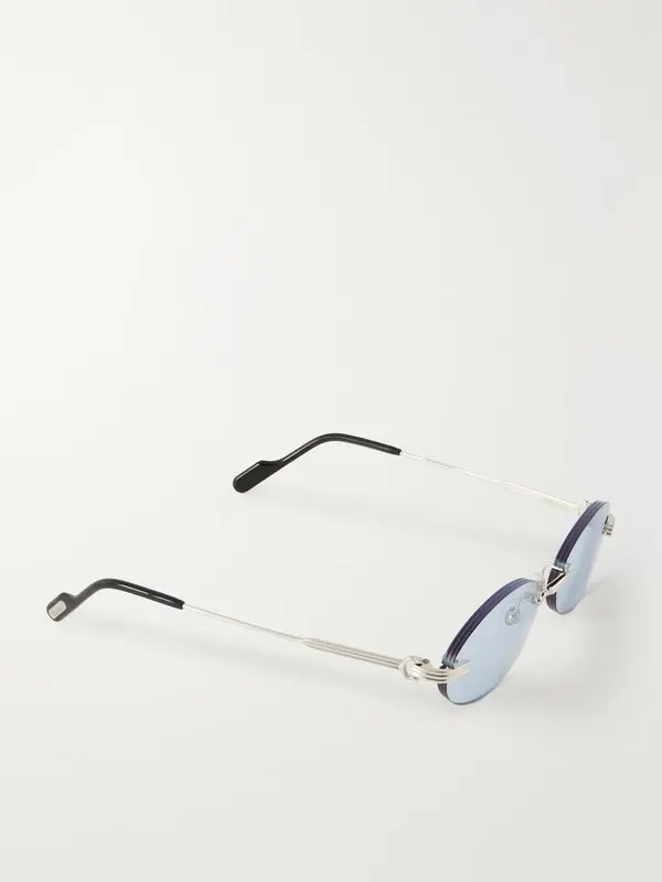 Cartier Oval Frame Rimless Sunglasses - Silver