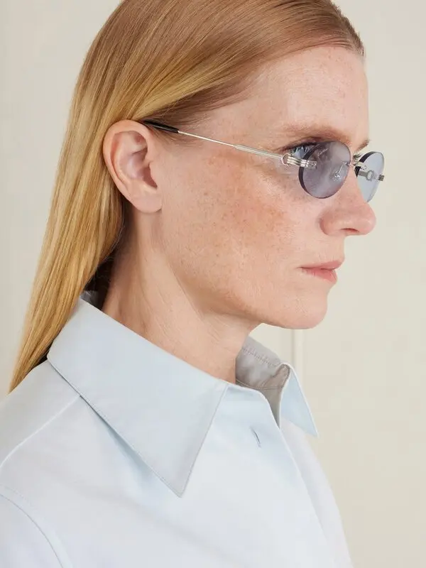 Cartier Oval Frame Rimless Sunglasses - Silver