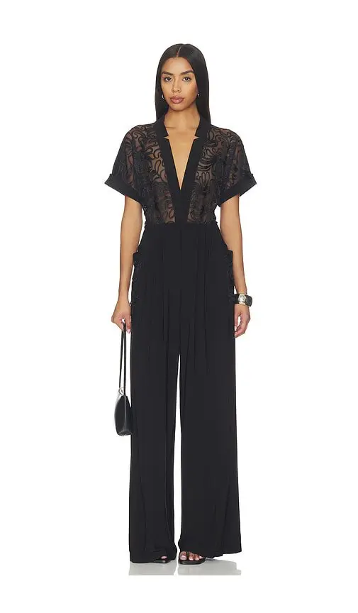 Norma Kamali Geralyn Short Sleeve Jumpsuit - Black
