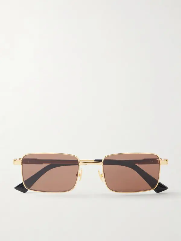 Bottega Veneta Square-frame Metal Sunglasses - Gold