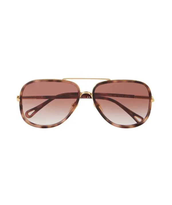 Chloé Tubolar Aviator-style Sunglasses - Tortoiseshell