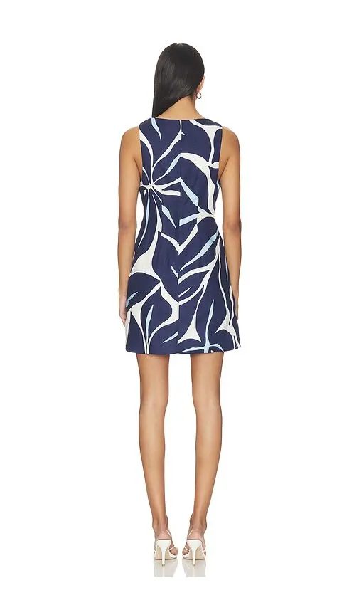 CALA DE LA CRUZ Printed Linen Dress - Calabria Azul