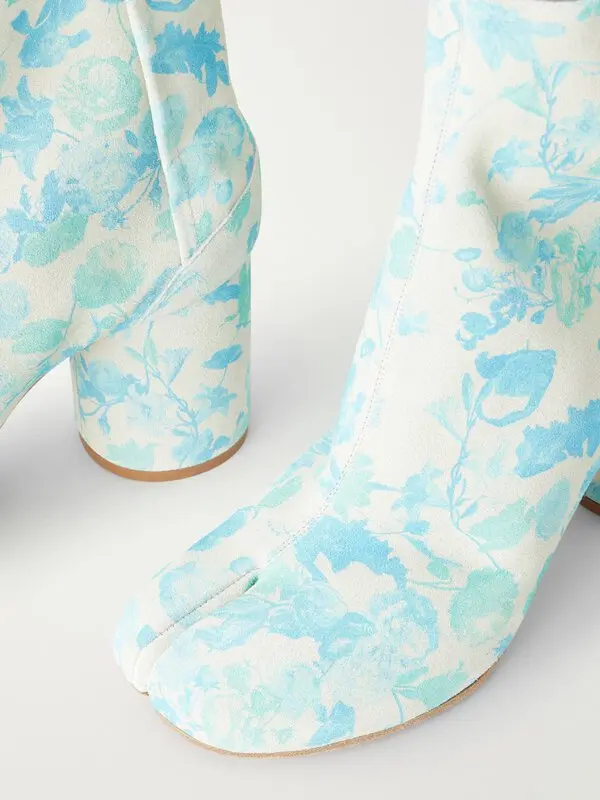 MAISON MARGIELA Tabi Split-toe Floral-print Ankle Boots - Blue