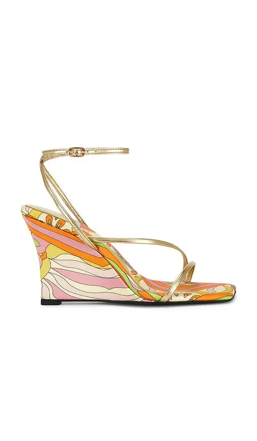 Jeffrey Campbell Highlight Wedge Sandal - Gold & Pink Multi