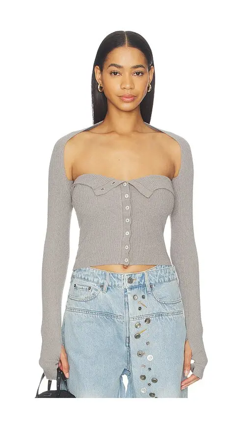MARRKNULL Halter Neck Knit Bandeau Top