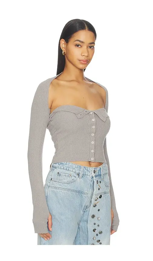 MARRKNULL Halter Neck Knit Bandeau Top