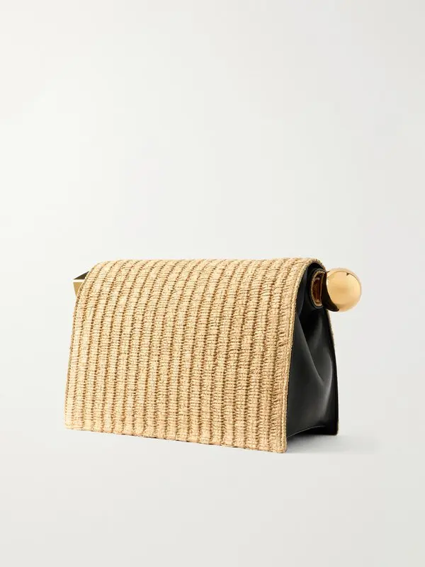 Jacquemus La Plage Raffia-effect Clutch With Leather Trim