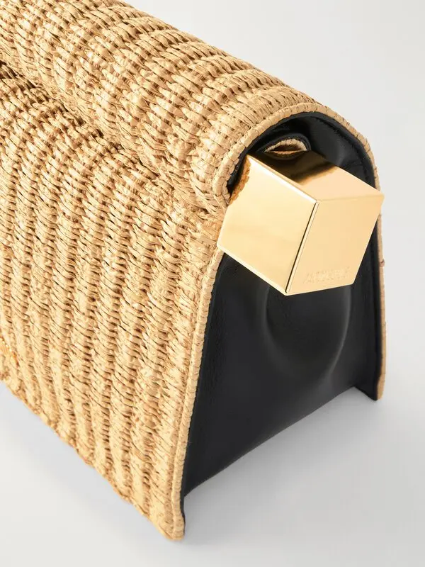 Jacquemus La Plage Raffia-effect Clutch With Leather Trim