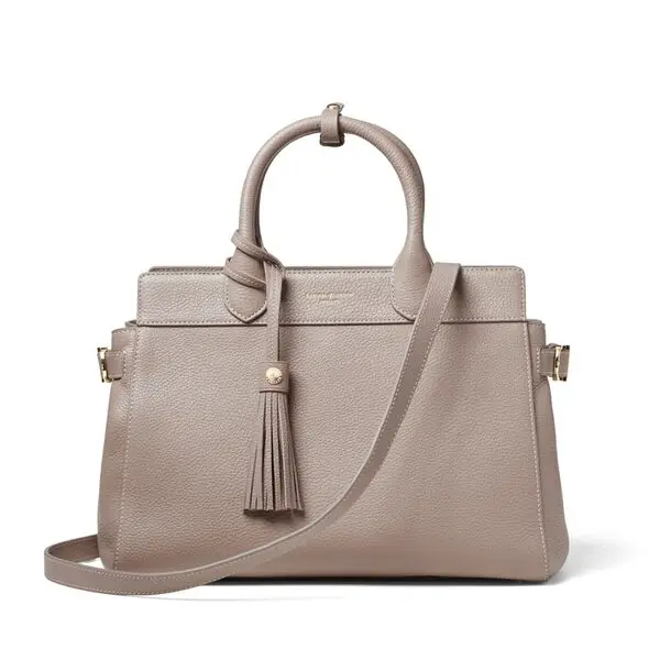 ASPINAL OF LONDON Savannah Bag In Moleskin Milled Pebble - Neutral