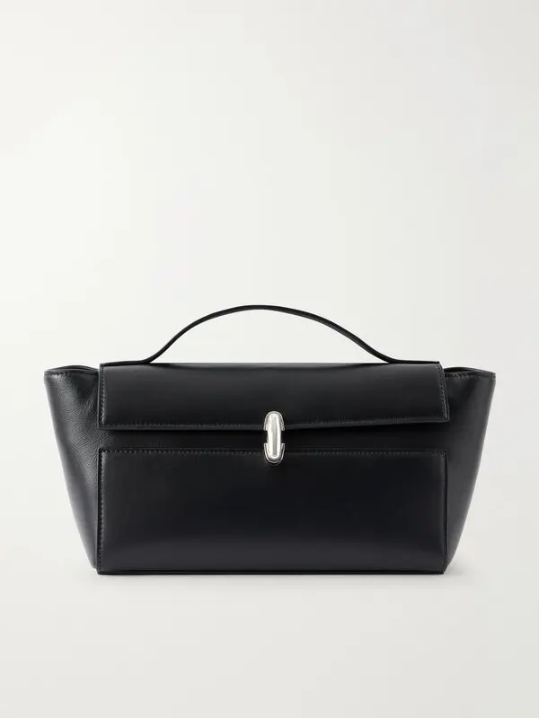 Savette Symmetry Trapeze Leather Tote - Black