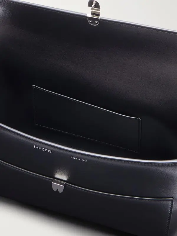 Savette Symmetry Trapeze Leather Tote - Black