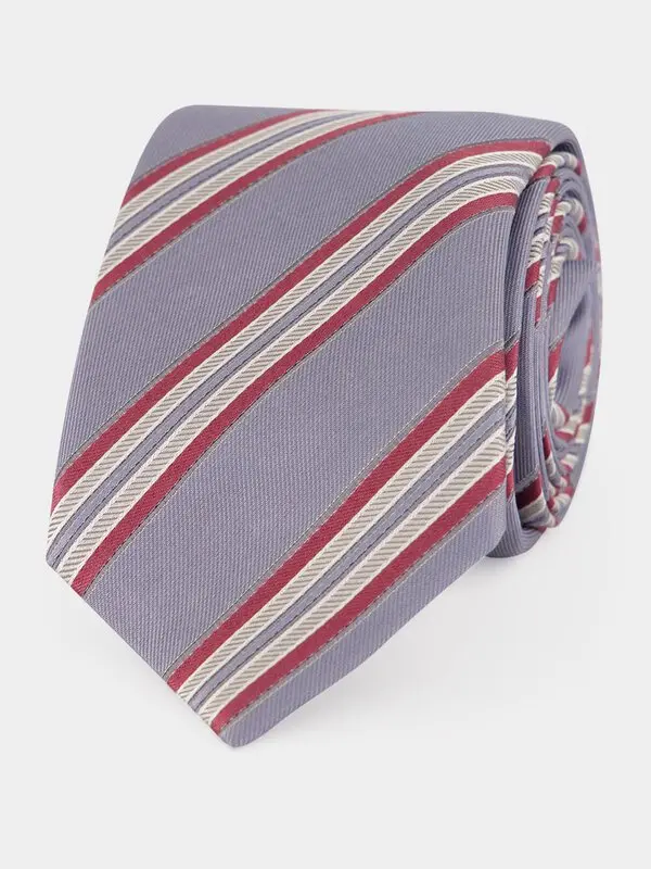 Brunello Cucinelli Medium Striped Silk Tie - Grey