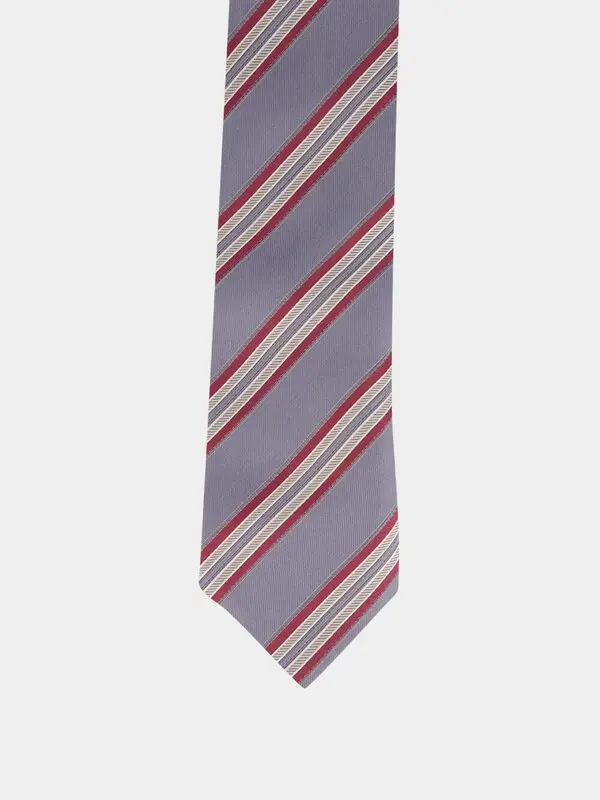 Brunello Cucinelli Medium Striped Silk Tie - Grey