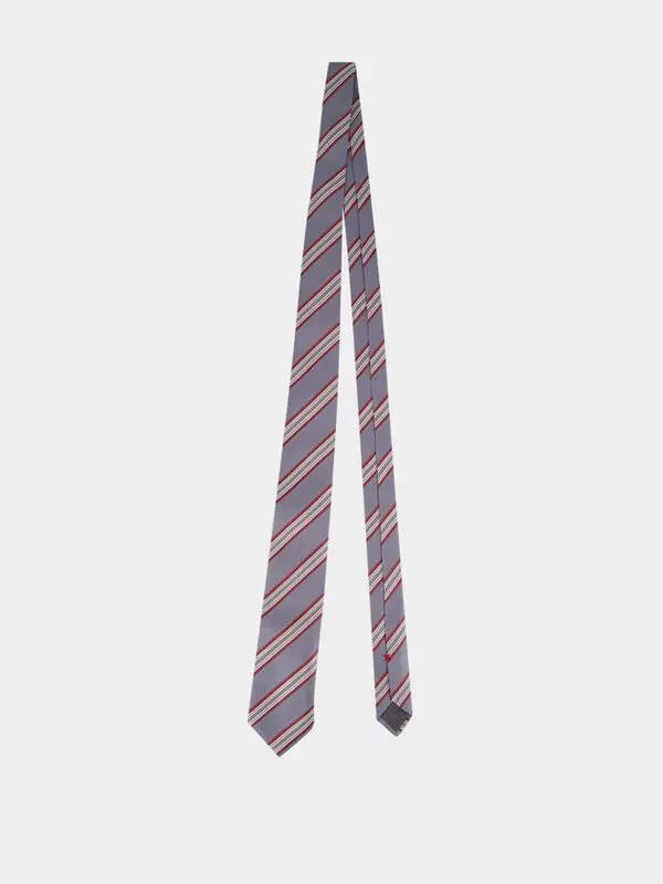 Brunello Cucinelli Medium Striped Silk Tie - Grey