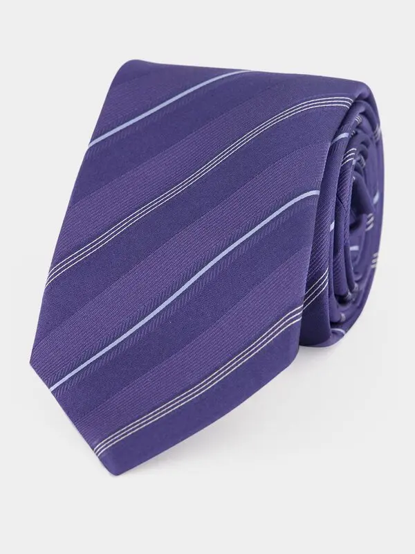 Brunello Cucinelli Denim Striped Silk Tie - Blue