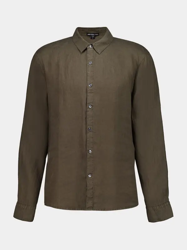 JAMES PERSE Army Classic Linen Shirt - Green