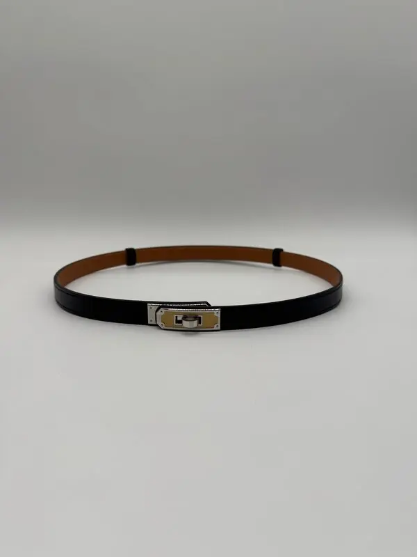 Hermès Kelly Splas'h 18 Belt Box Leather Palladium Hardware - Black