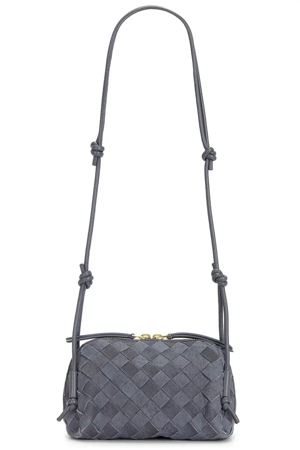Bottega Veneta Concert Pouch - Cloudy Indigo, Gray Mix, & Gold