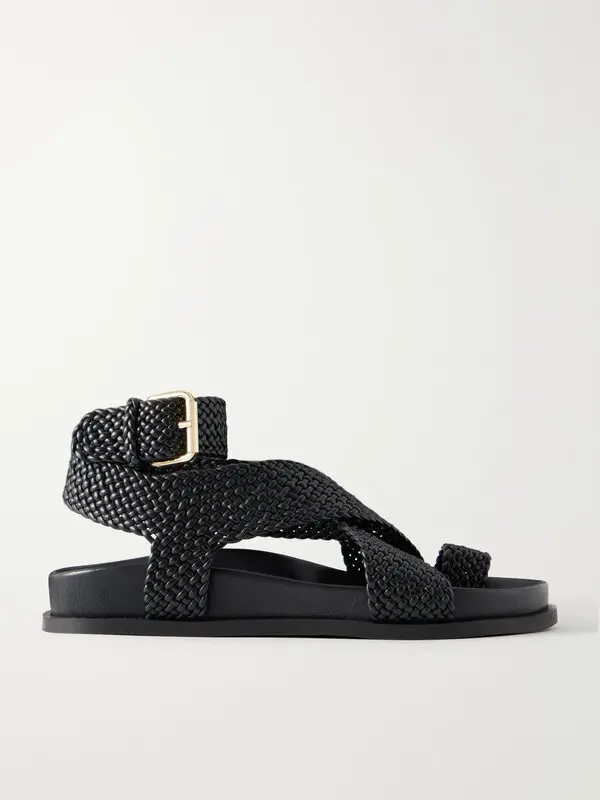 A.emery Jalen Woven Leather Sandals - Black