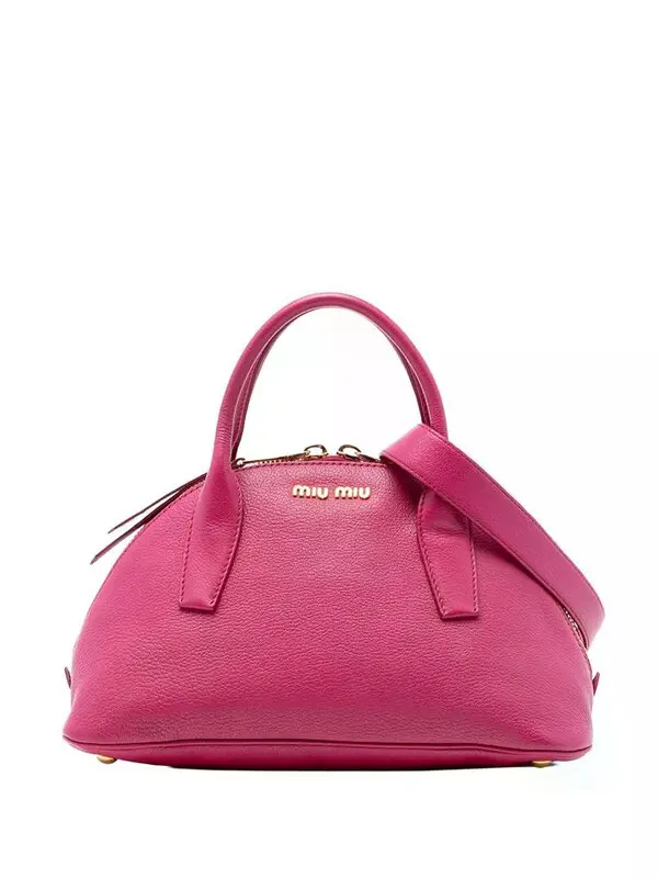 Miu Miu Goatskin Madras Bowling Satchel - Pink