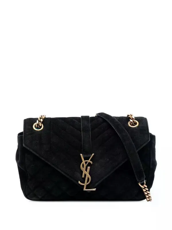 Saint Laurent 2016 Medium Suede Triquilt Monogram College Bag
