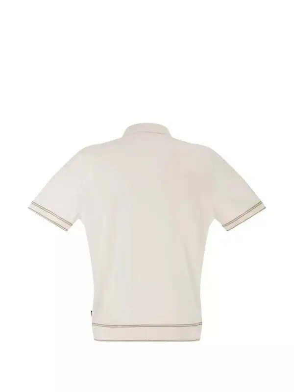 BOSS Half-zip Striped-trim Polo Shirt - Neutrals