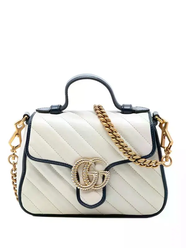 Gucci Mini Gg Marmont Matelasse Torchon Top Handle Satchel - Blue