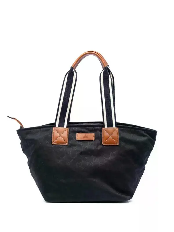 Gucci Gg Nylon Web Tote Bag - Black