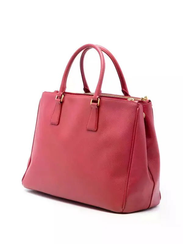 Prada Large Saffiano Lux Galleria Double Zip Satchel - Red
