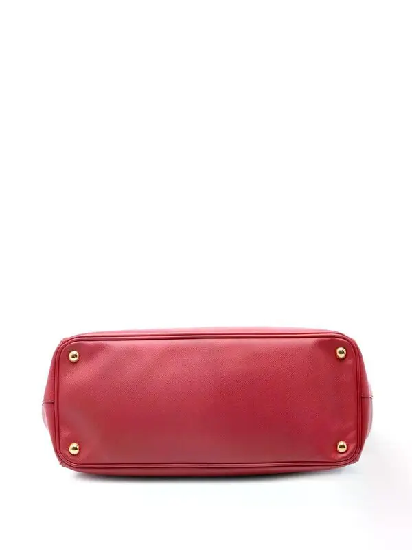 Prada Large Saffiano Lux Galleria Double Zip Satchel - Red