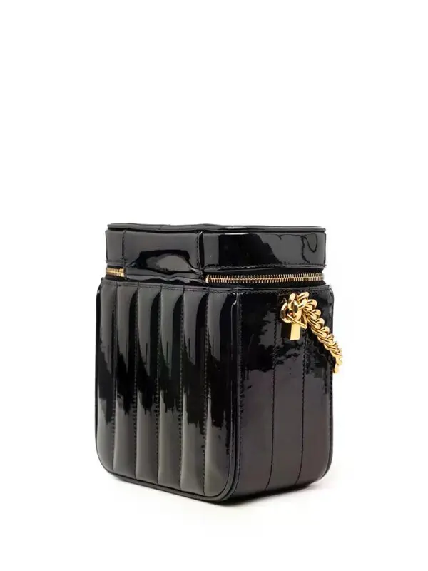 Saint Laurent 2019 Matelasse Patent Monogram Vicky Vanity Bag - Black