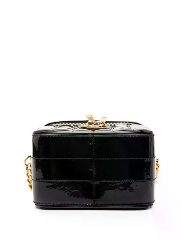 Saint Laurent 2019 Matelasse Patent Monogram Vicky Vanity Bag - Black
