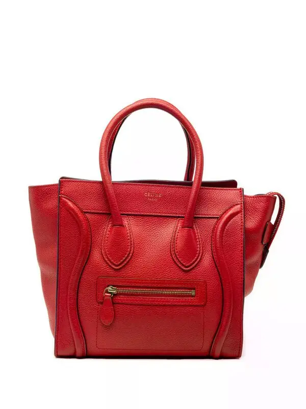Celine 2012 Micro Calfskin Luggage Tote Bag - Red