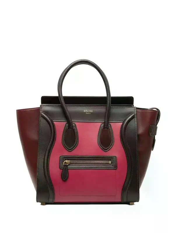 Celine 2014 Micro Tricolor Leather Luggage Tote Satchel - Pink
