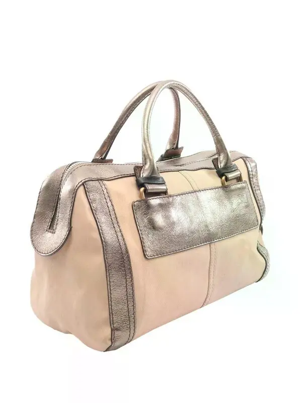 Chloé 2010-2026 Canvas Metallic Logo Boston Bag - Pink